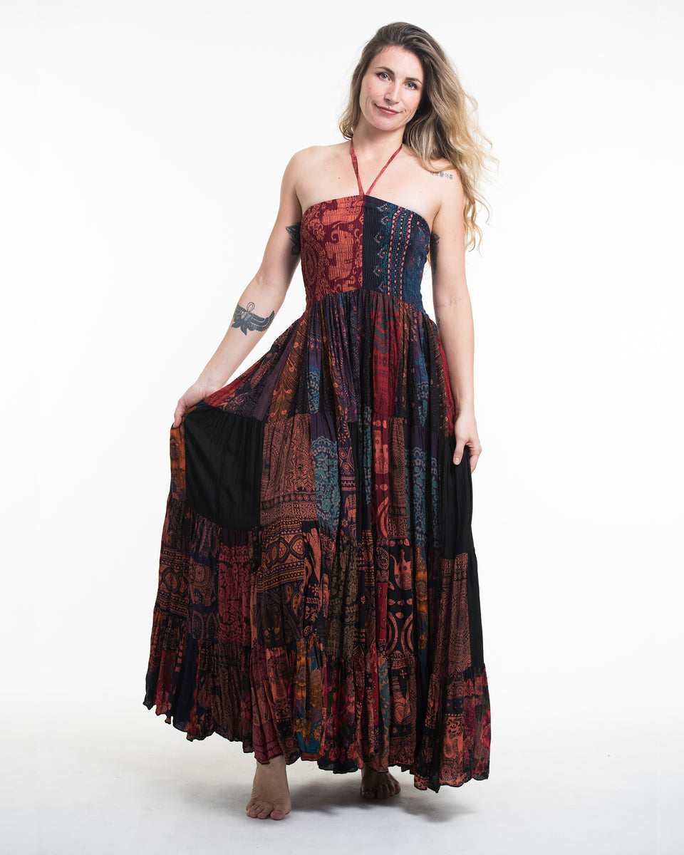 Upcycled Patchwork Multi Print Maxi Dress in Orange – Sure Design