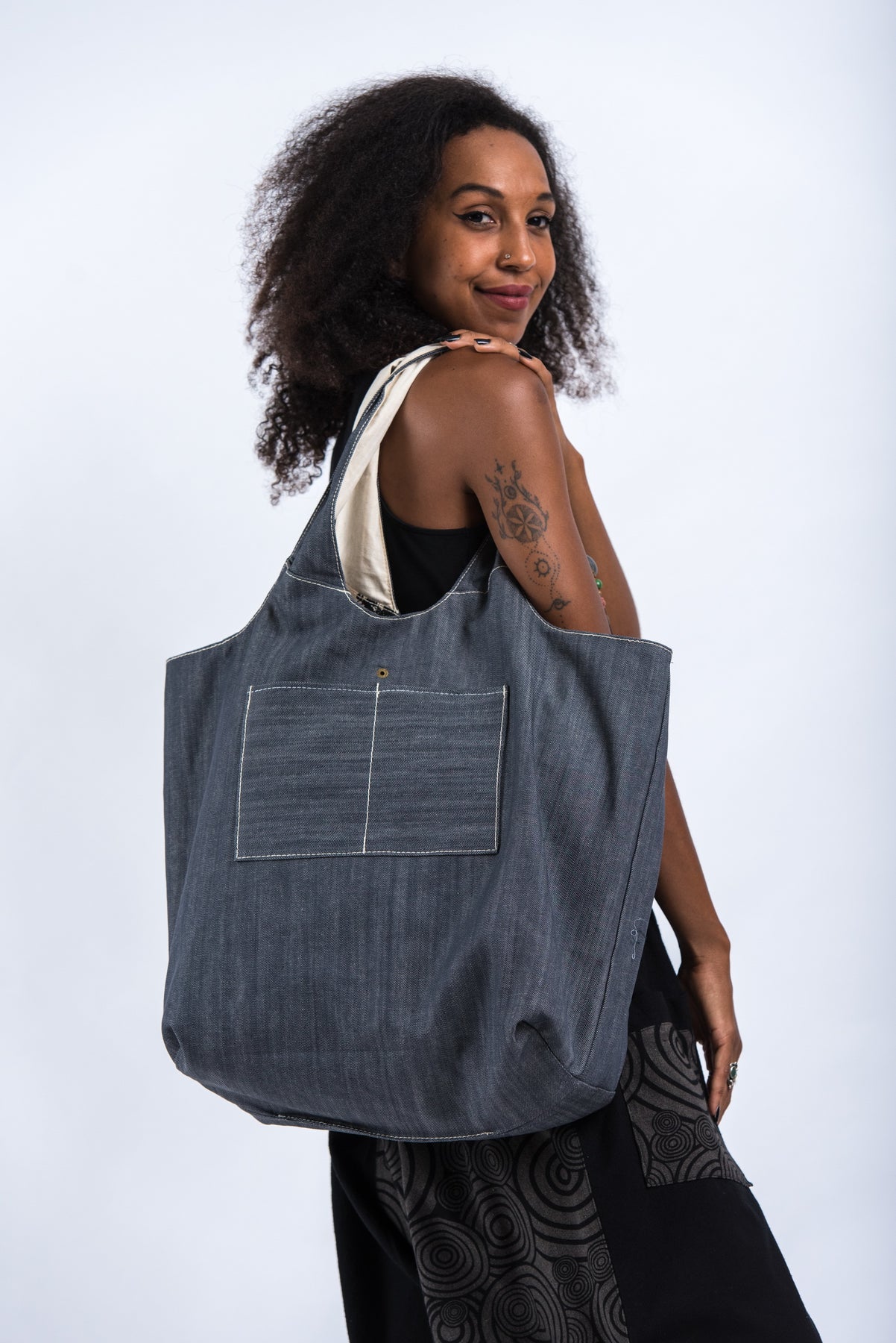Sure Design Tree of Life Reversible Cotton Tote Bag in Natural