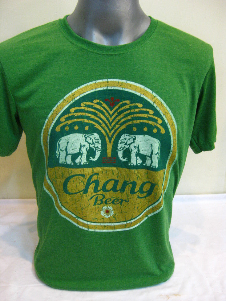 Sure Design Vintage Style Chang Beer T-Shirt in Green