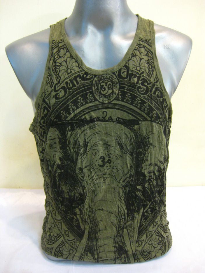 Sure Design Mens Wild Elephant Tank Top in Green