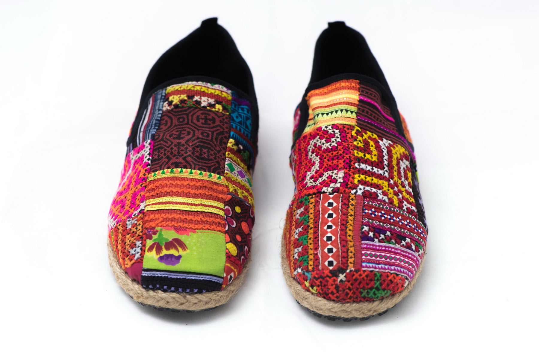 Sure Design Hmong Patchwork Embroidered Slip On Shoes