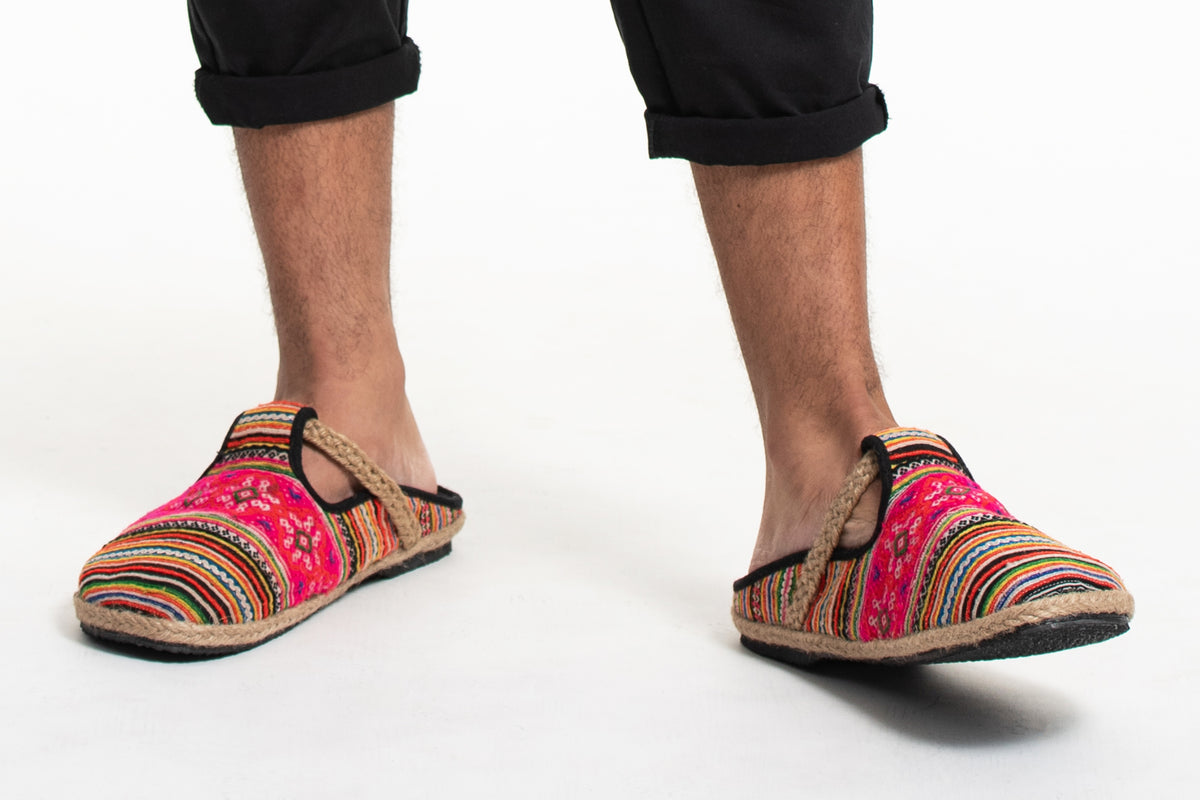 Sure Design Hmong Patchwork Embroidered Slipper Sandals