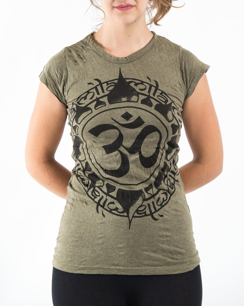 Sure Design Womens Infinitee Om T-Shirt in Green