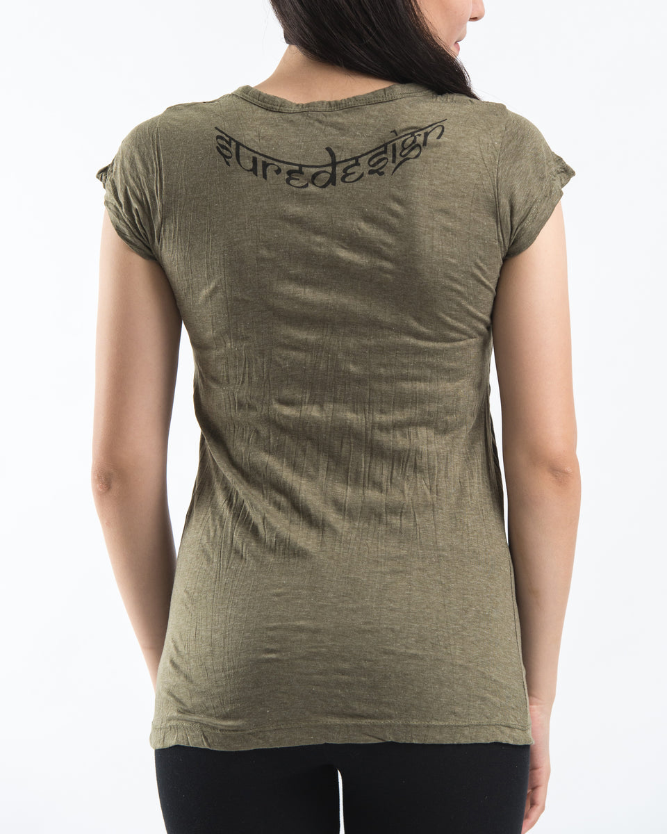 Sure Design Womens Sanskrit Buddha T-Shirt in Green