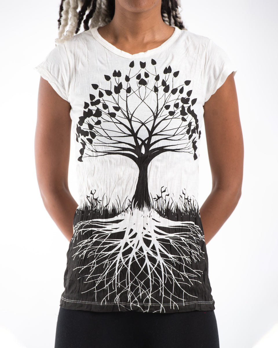 Sure Design Womens Tree of Life T-Shirt in White