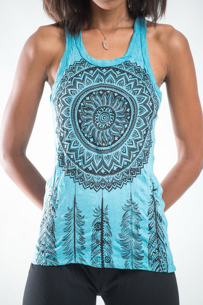 Sure Design Womens Dreamcatcher Tank Top in Turquoise