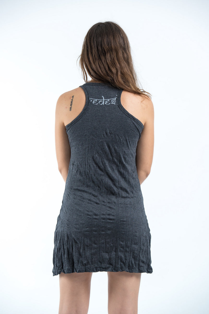 Sure Design Womens Om and Koi Fish Tank Dress in Silver on Black