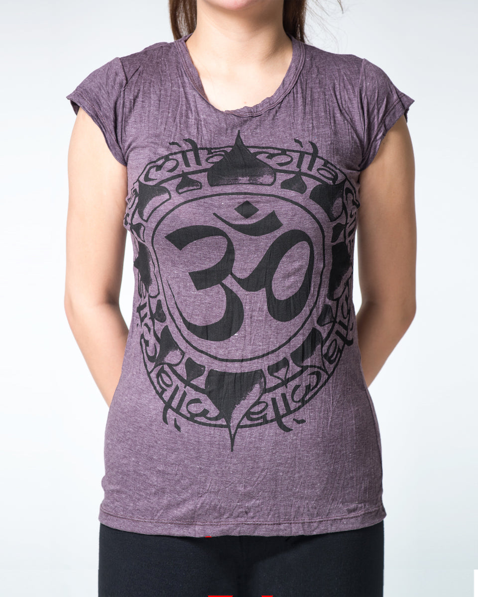 Sure Design Womens Infinitee Om T-Shirt in Brown