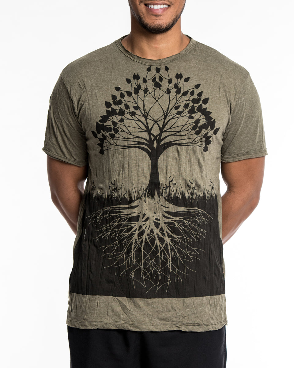 Sure Design Mens Tree of Life T-Shirt in Green