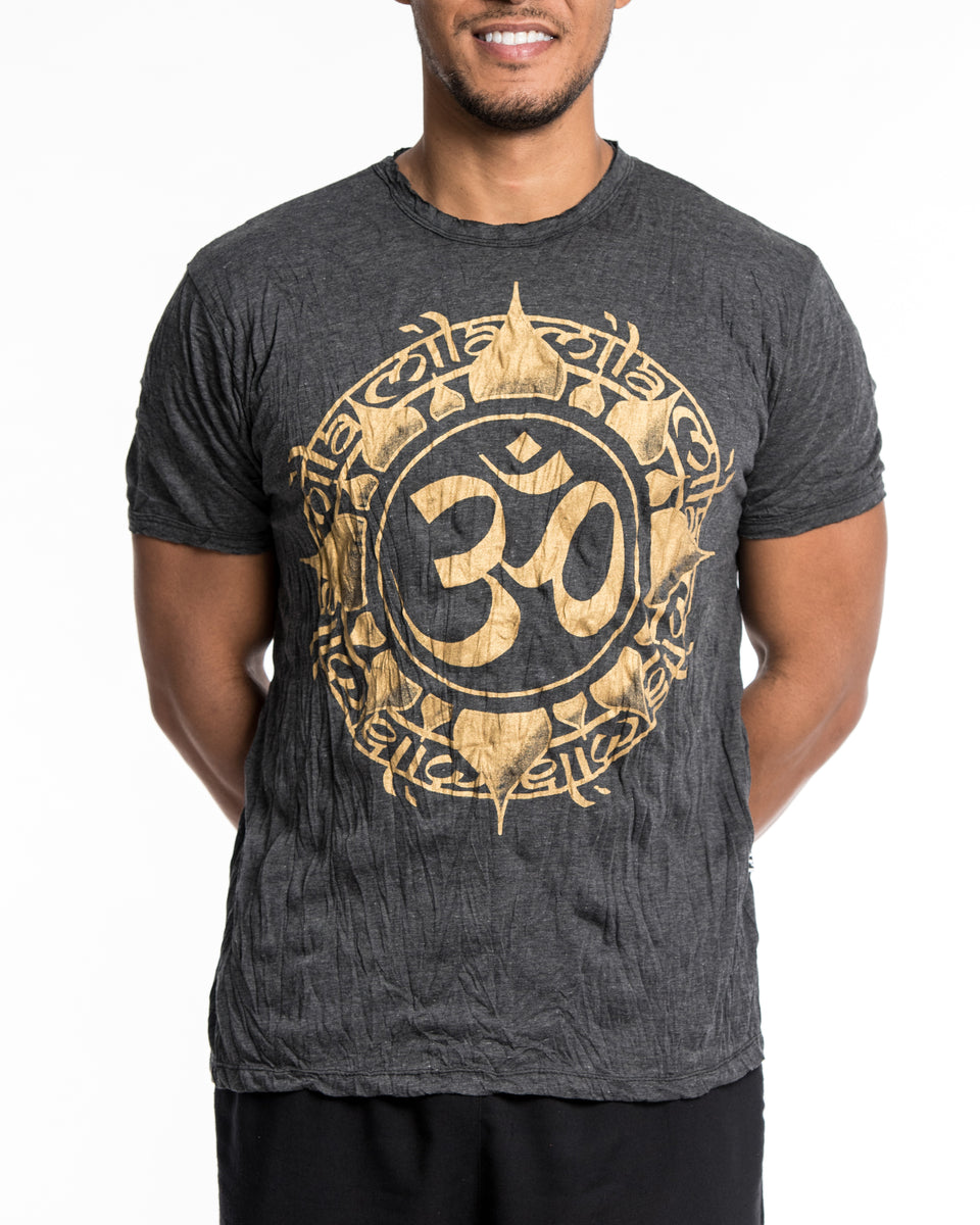 Sure Design Mens Infinitee Om T-Shirt in Gold on Black