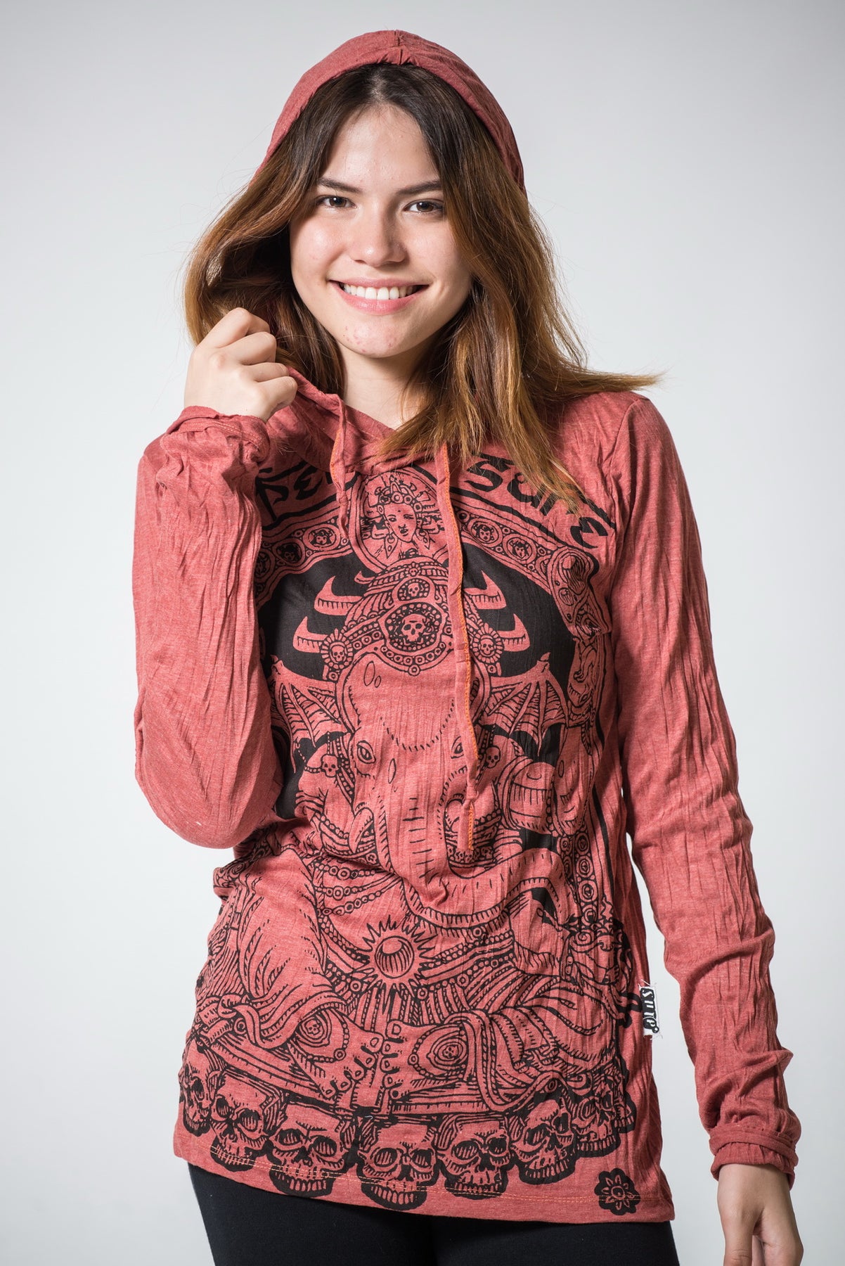 Sure Design Unisex Batman Ganesh Hoodie in Brick