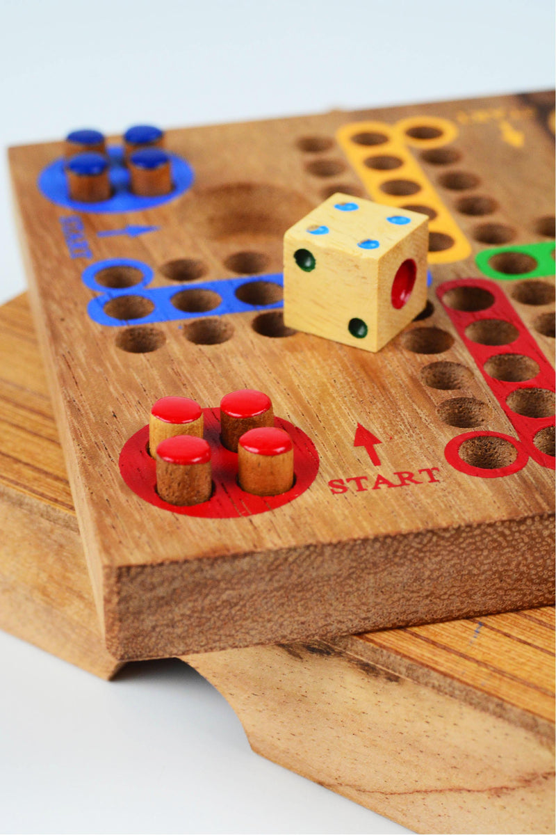 Sure Design Hand Crafted Mini Wood Ludo